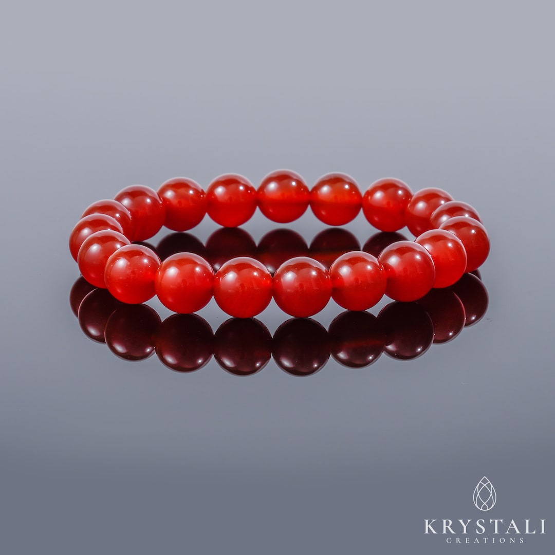 Carnelian Gemstone Bracelet | Crystal Beaded Stretch Accessory - Etsy