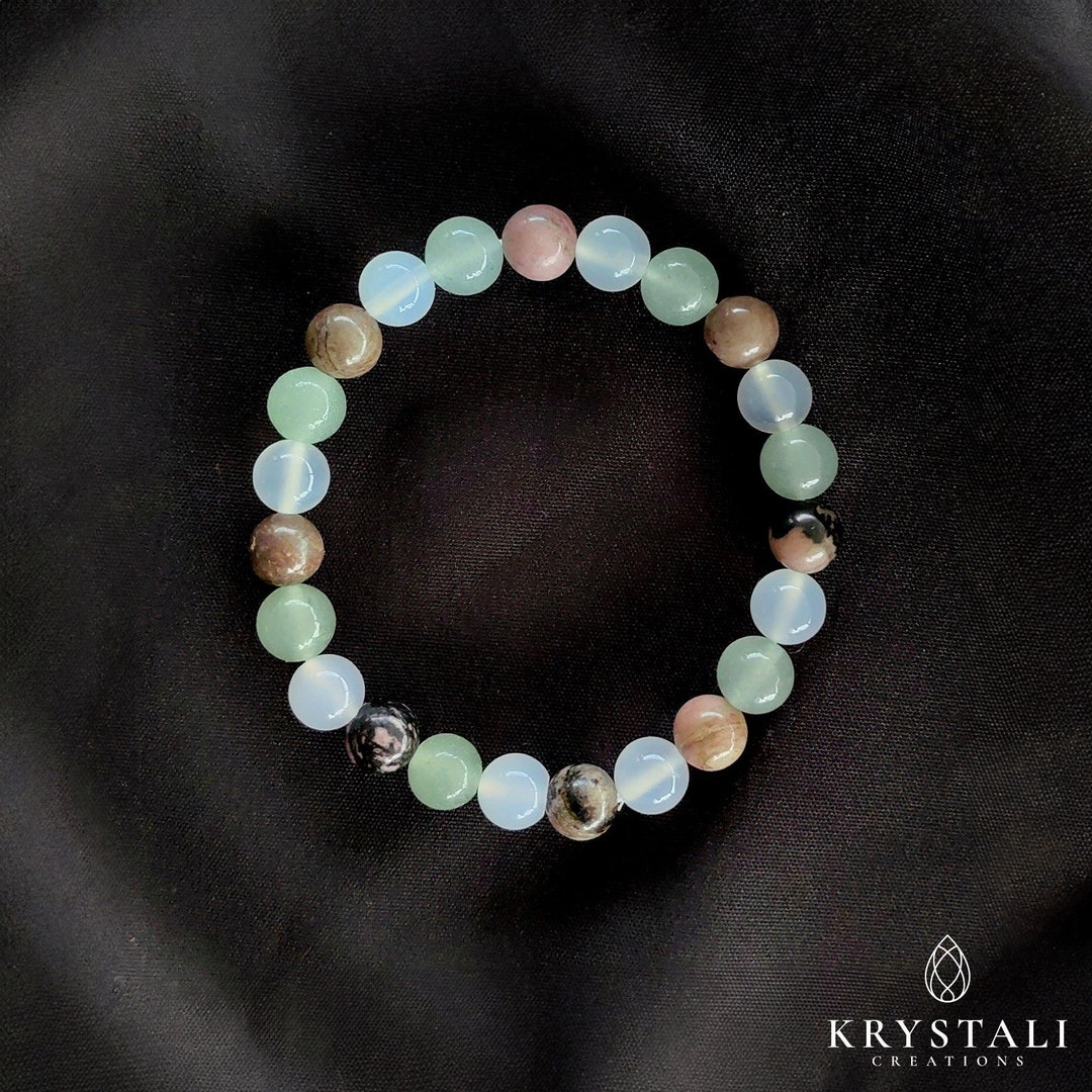 Taurus Bracelet | Green Aventurine, Rhodonite, and White Agate Bracelet ...