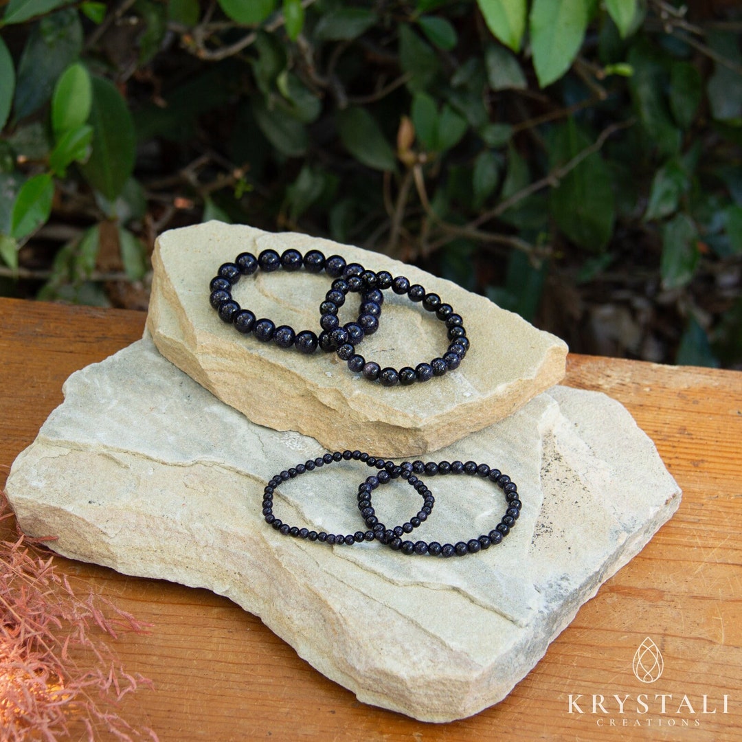 Blue Sandstone Bracelet | Calming Gemstone Beaded Accessory - Etsy