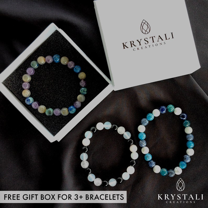 Scorpio Bracelet | Red Line Turquoise, Citrine, and Black Stripe Agate ...