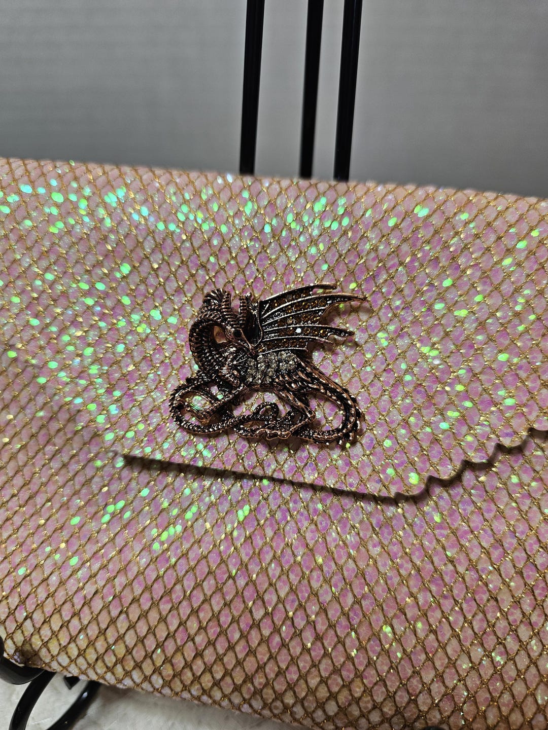 Pink Glitter Dragon Faux Leather Pouches - Etsy