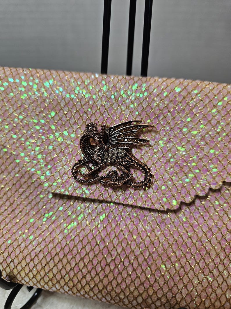 Pink Glitter Dragon Faux Leather Pouches - Etsy
