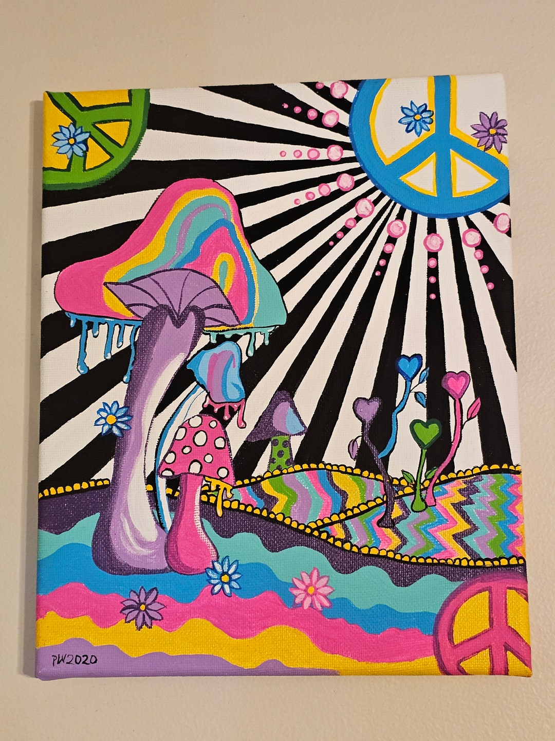 70s Inspired Acrylic Painting - Etsy