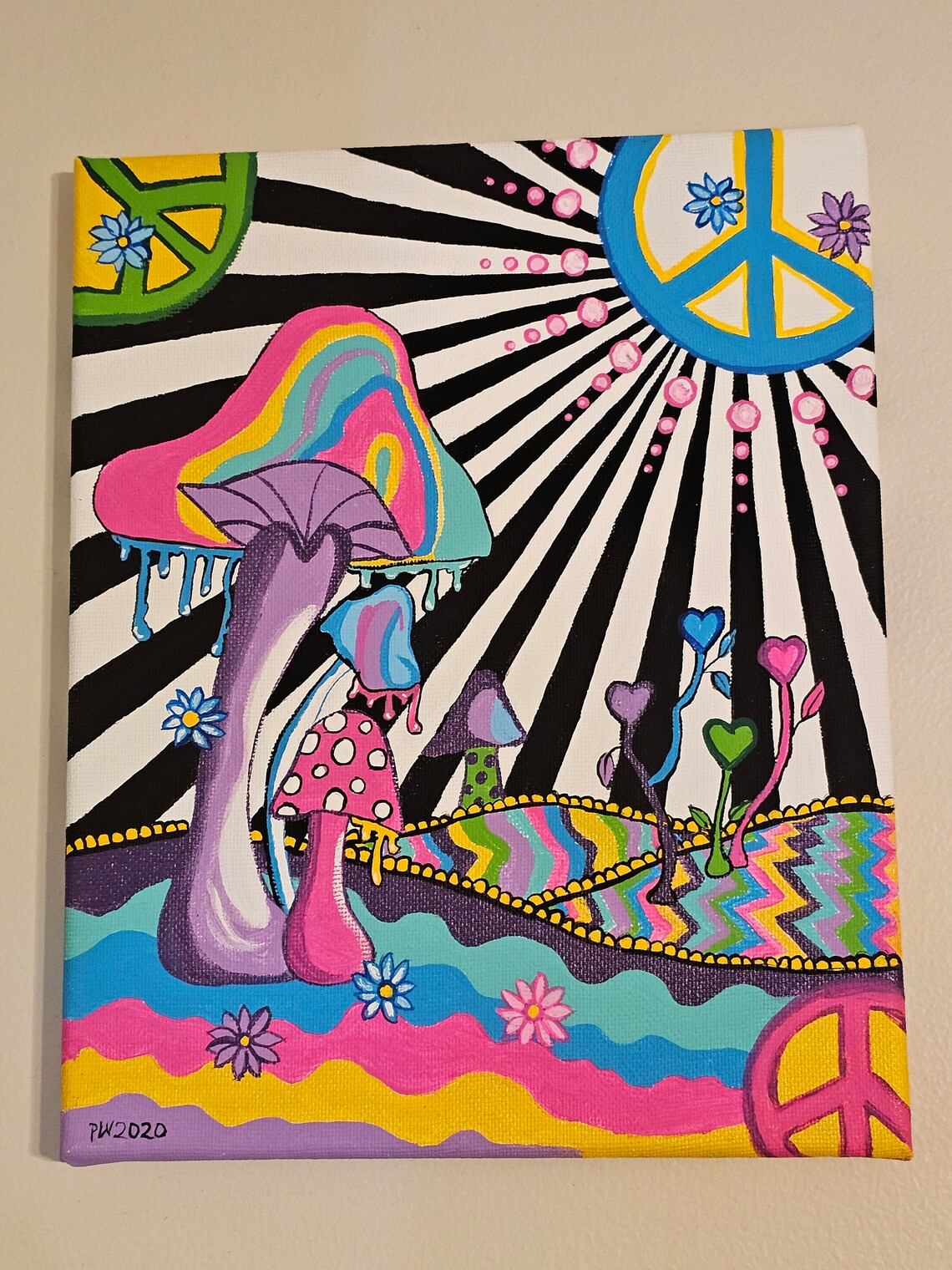 70s Inspired Acrylic Painting - Etsy