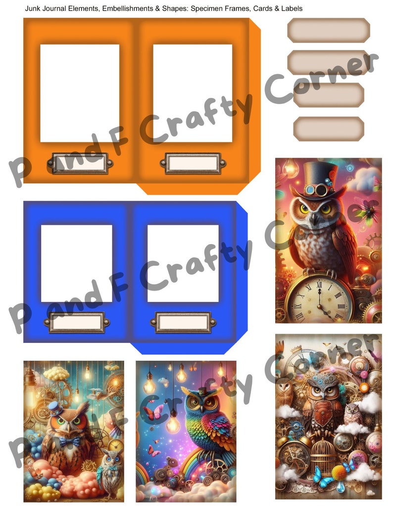 Digital Download Steampunk Owls Junk Journal Kit With Ephemera - Etsy