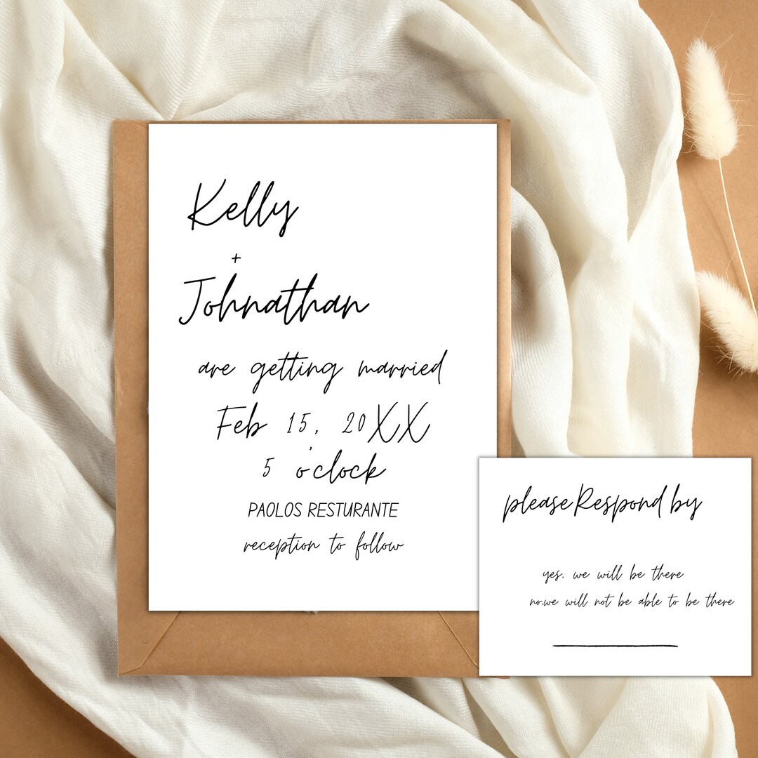 Hand Written Invitation, Line Drawing Wedding Invitation, Printable ...