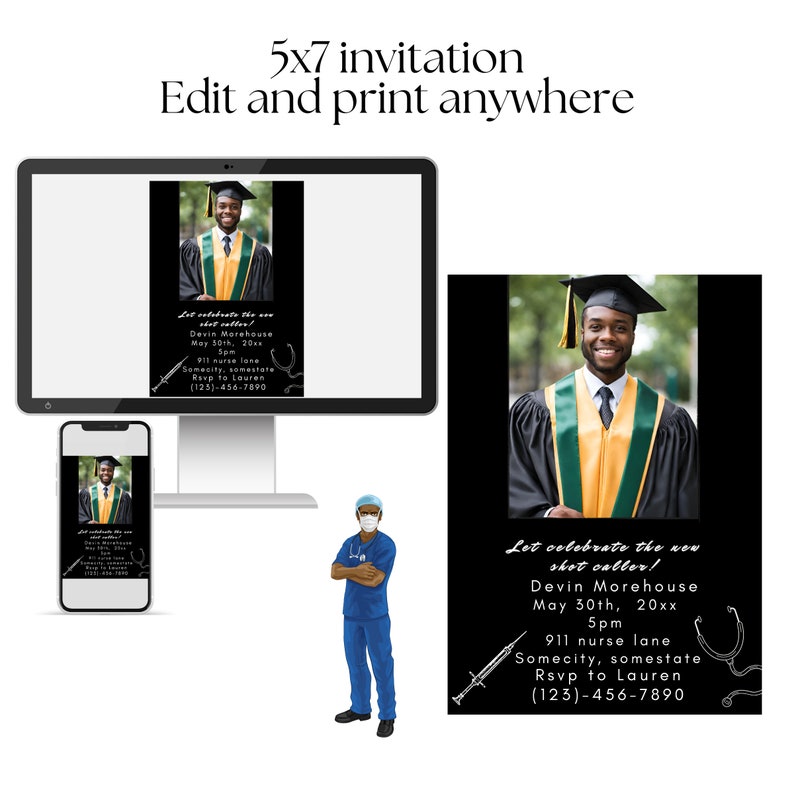 Black Nurse Graduation| Nurse Invitation | Male Nurse | Graduation ...