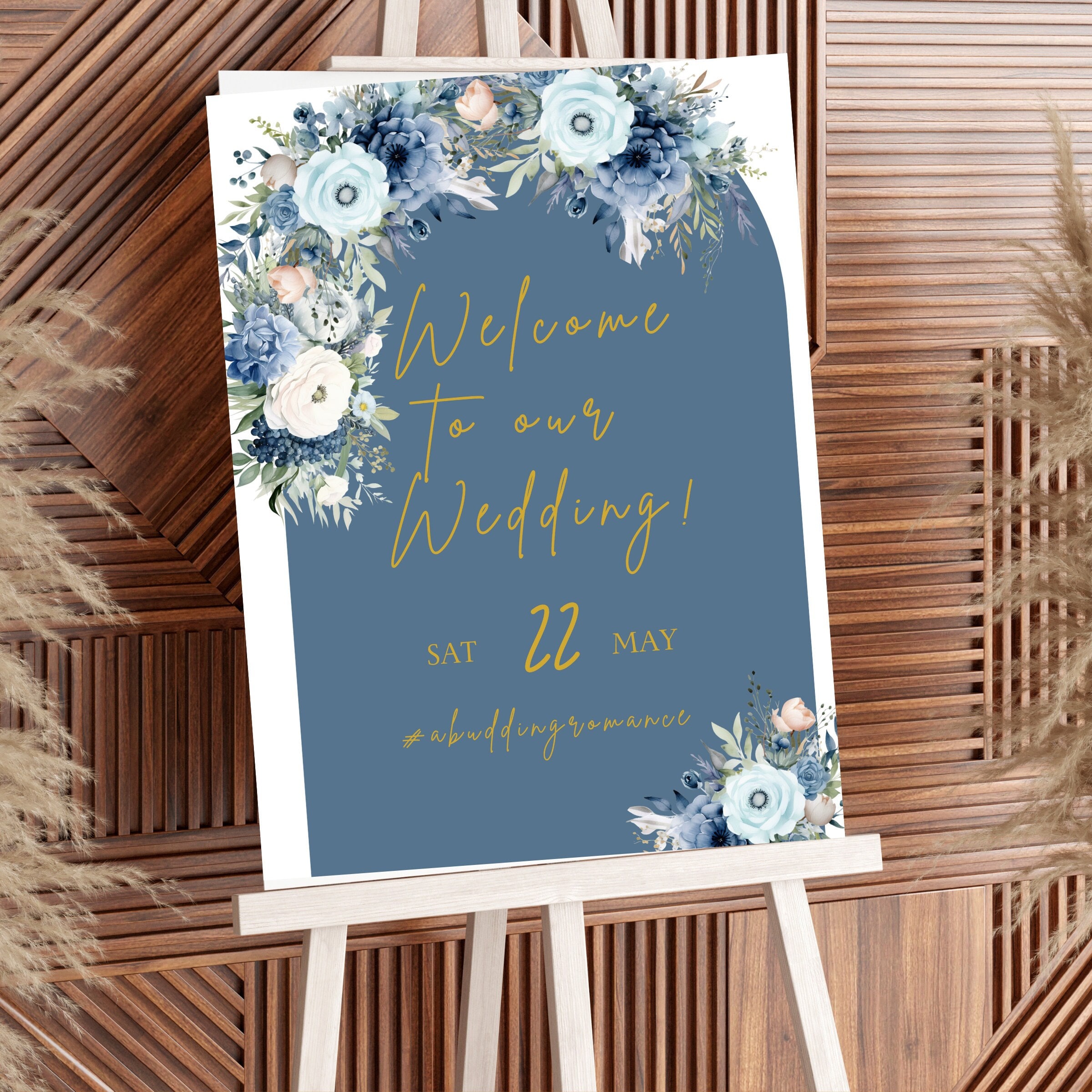 Editable Template | Dusty Blue Wedding Welcome Sign Template | Instant ...