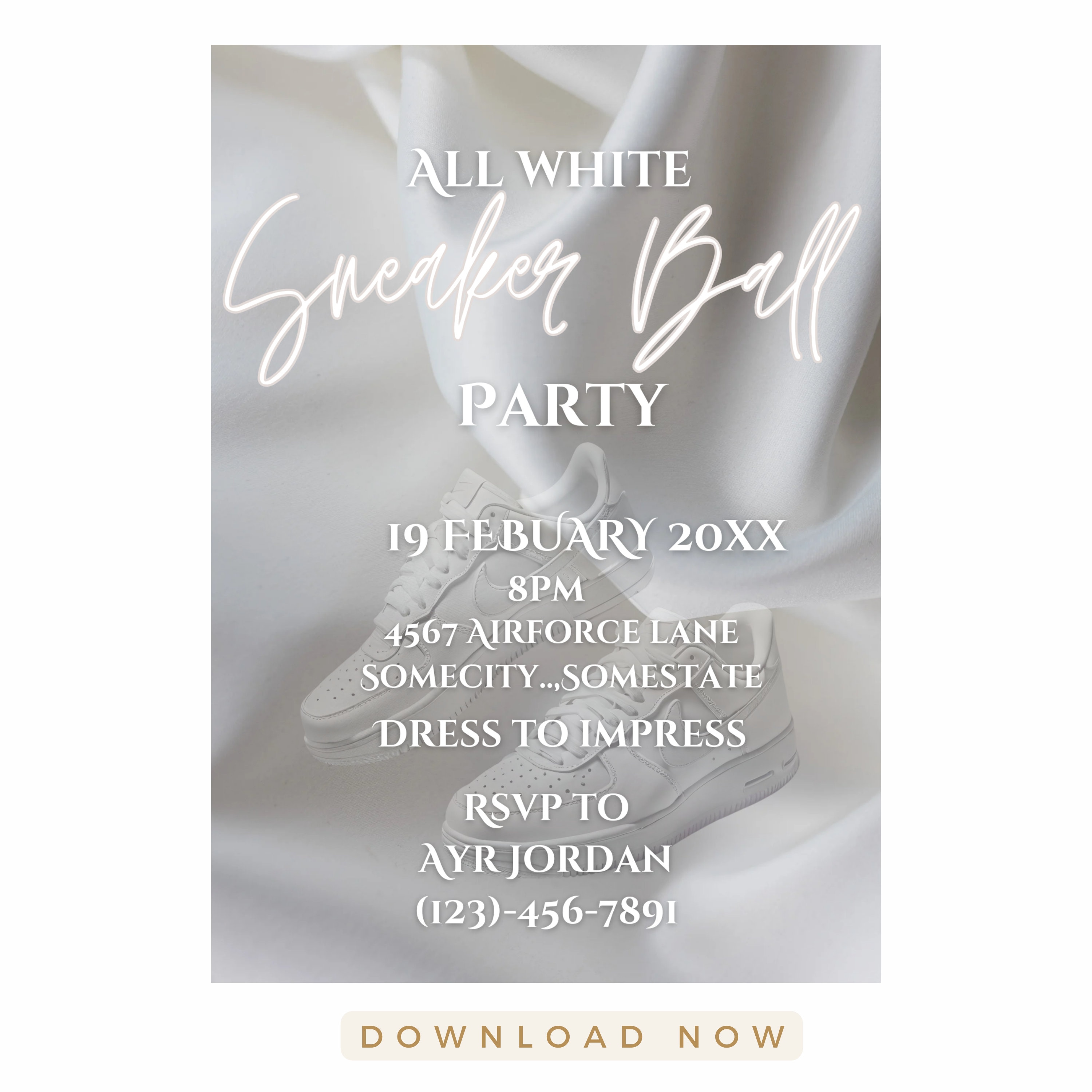 Editable Sneaker Ball Invite | Sneaker Ball Flyer |white Invitation ...