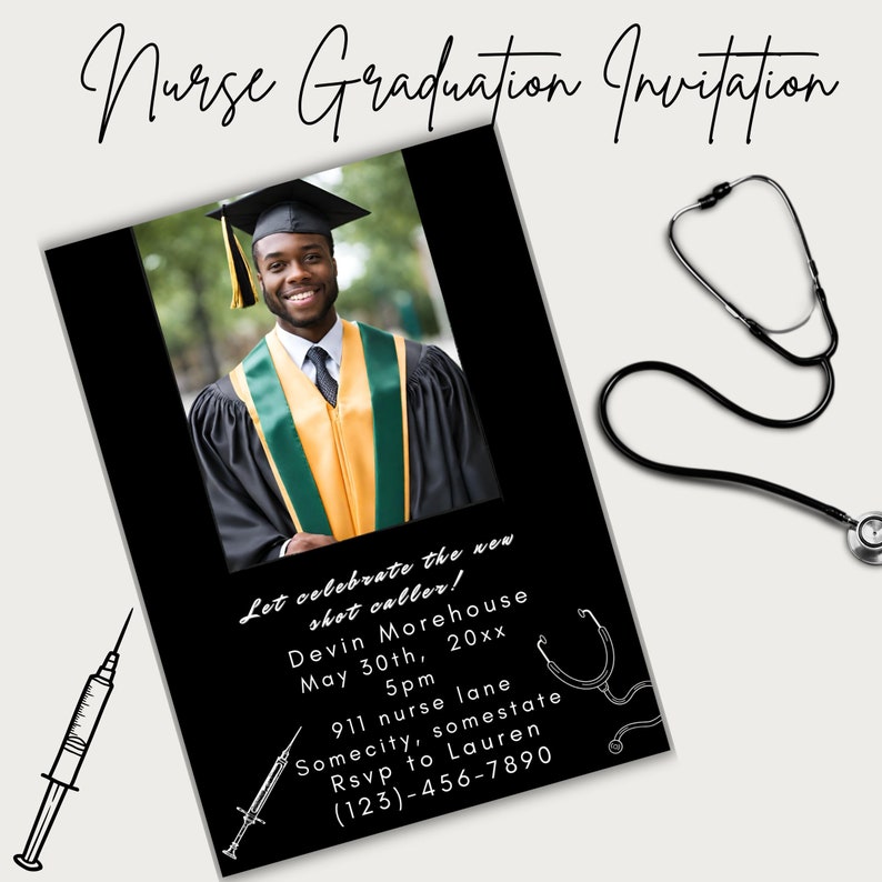 Black Nurse Graduation| Nurse Invitation | Male Nurse | Graduation ...