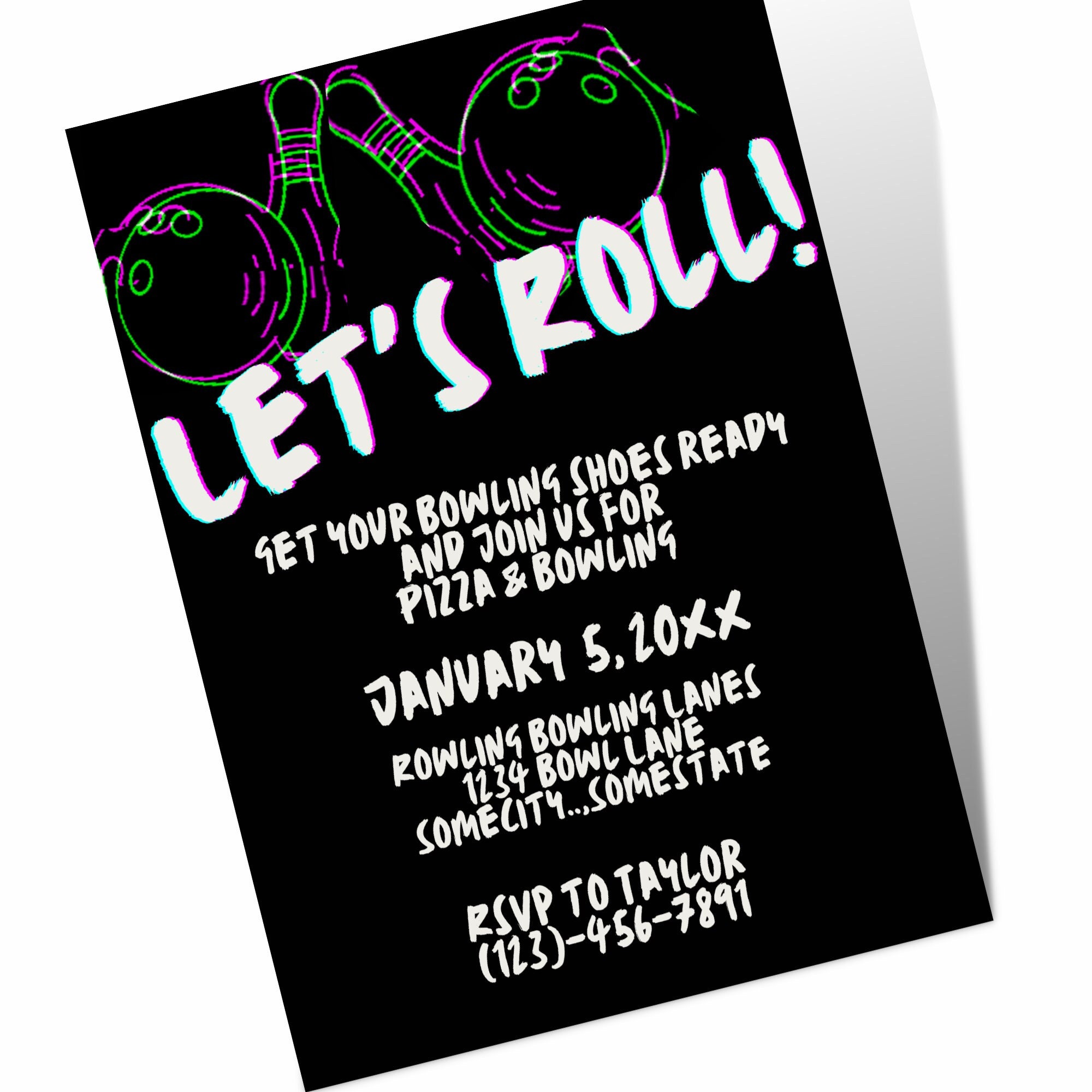 Invitación de bolos arcade / Invitación a fiesta de bolos arcade ...