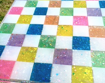 Chess Set - Handmade - Red/gold Flakes and Glitter - Etsy