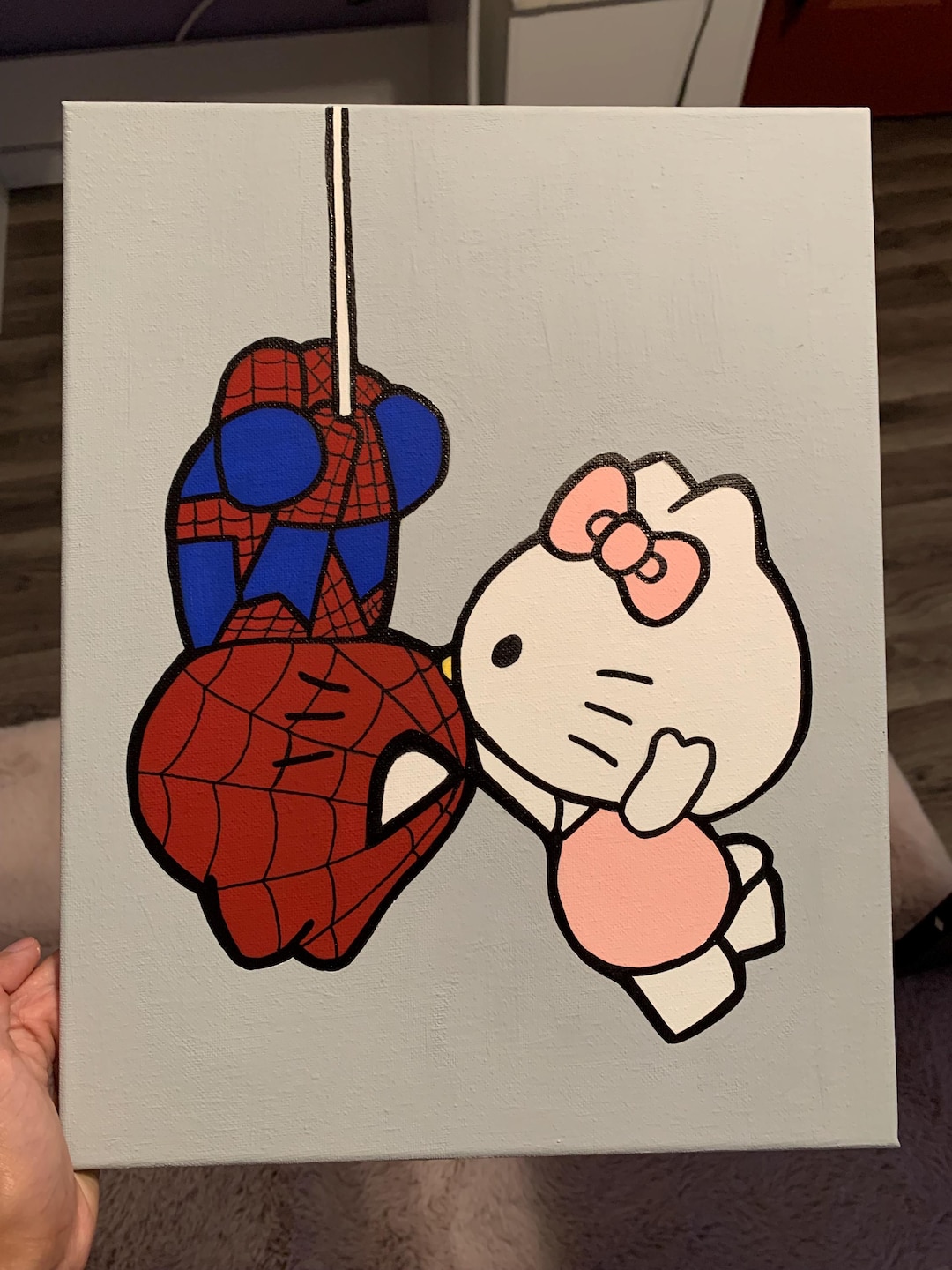 Hello Kitty X Spider-man Painting - Etsy