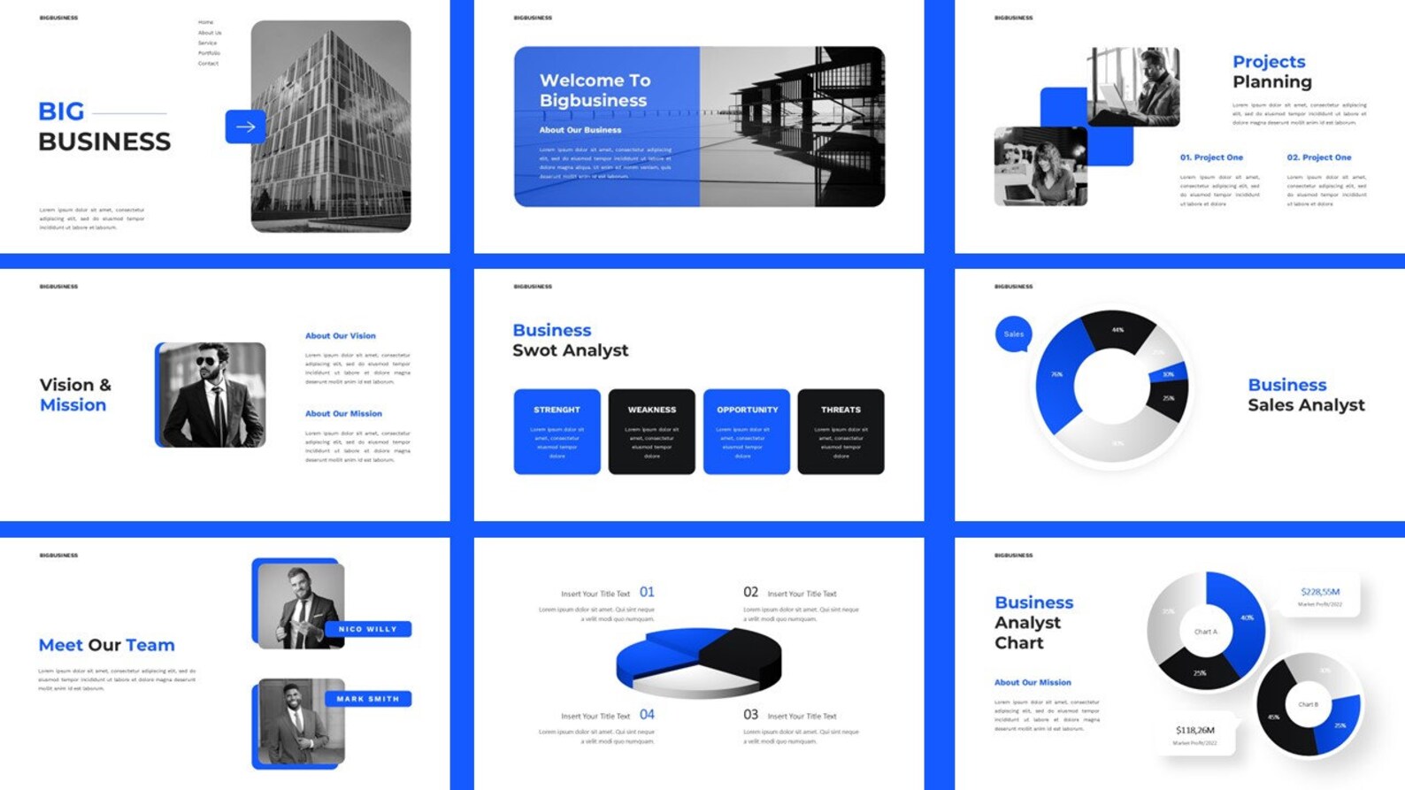 Minimal Modern Blue Business Powerpoint Template - Etsy