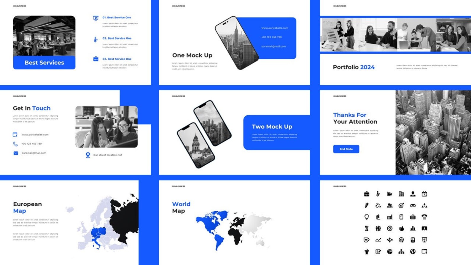 Minimal Modern Blue Business Powerpoint Template - Etsy