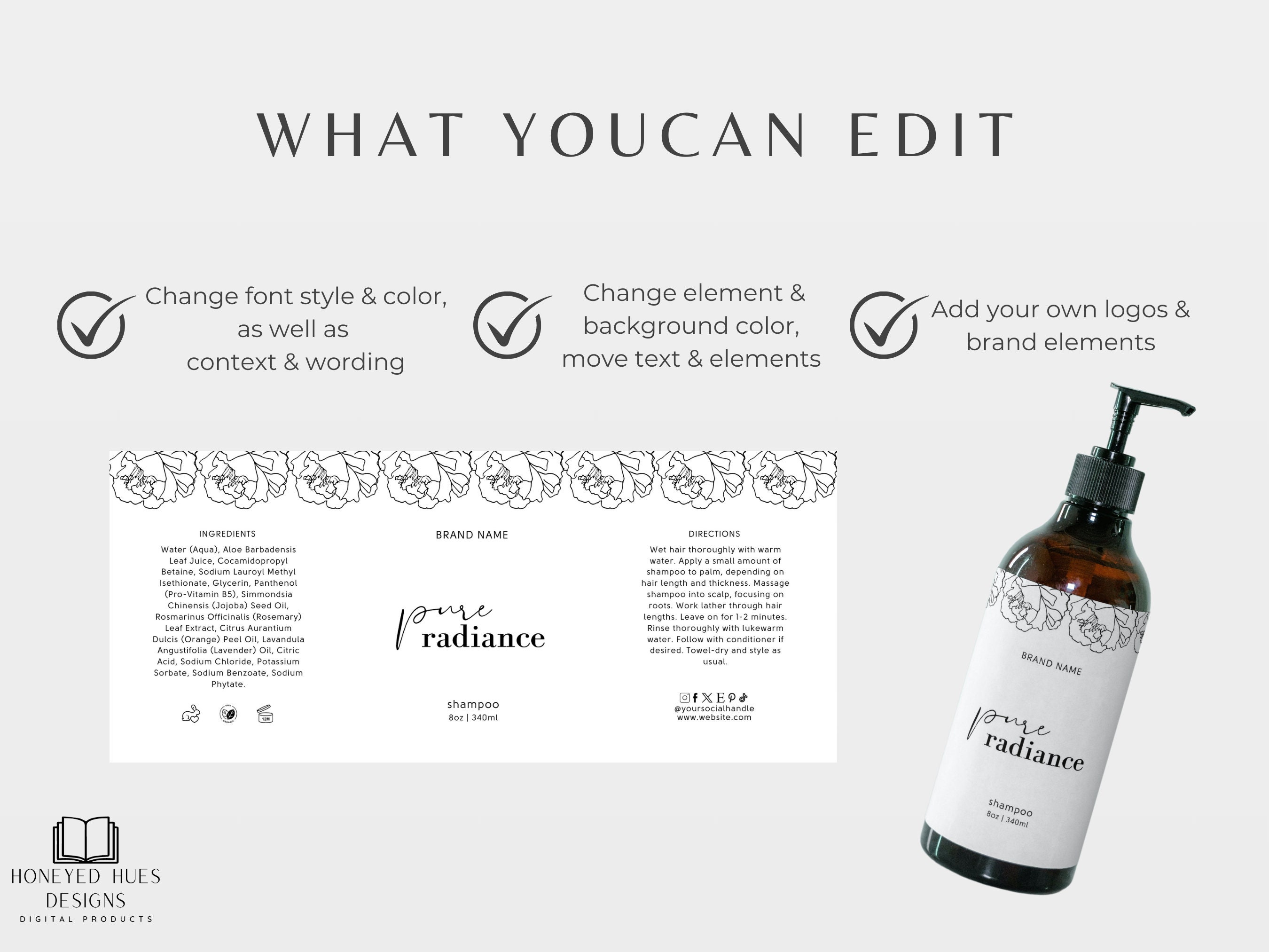 Minimalistic Product Label Template Cosmetic Label Skin Care Label ...