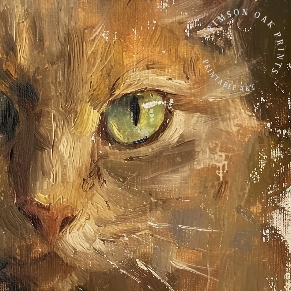Orange Cat Portrait | Vintage Oil Painting Wall Art Print | Vintage ...