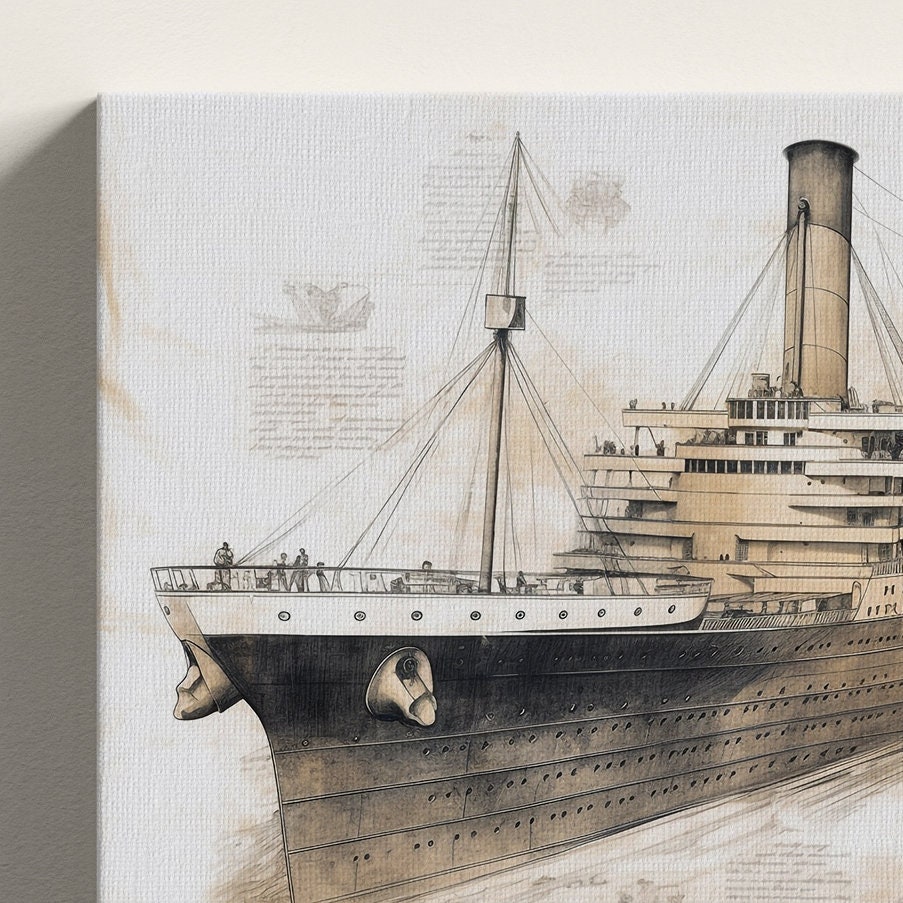Original RMS Titanic Diagrammatic Vintage Blueprint Wall Art Print Hand ...
