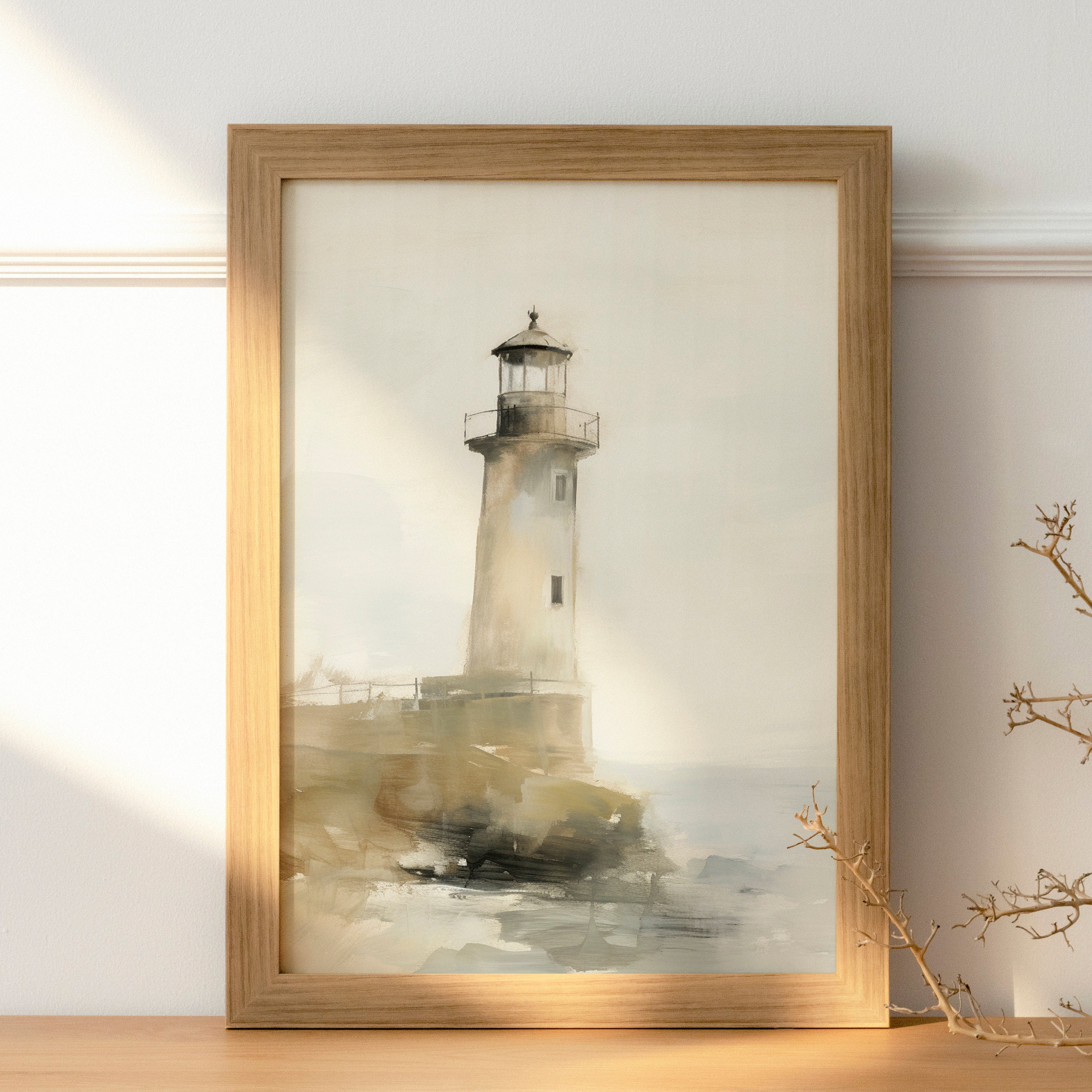 Vintage Lighthouse Print ,ocean Seascape, Nautical Landscape, Sea, Oil ...