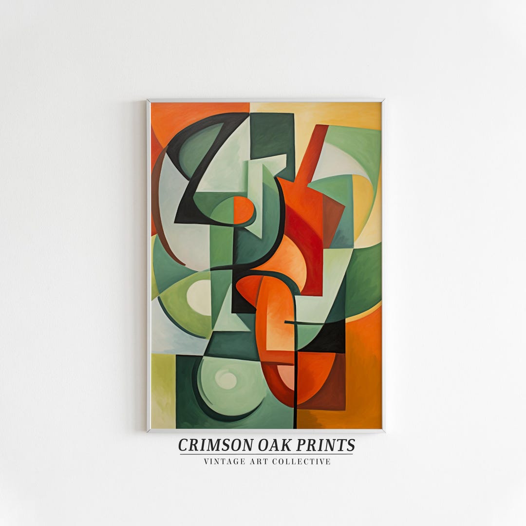 Cubist Painting , Vintage Artwork Abstract Wall Decor Modern Art Print ...