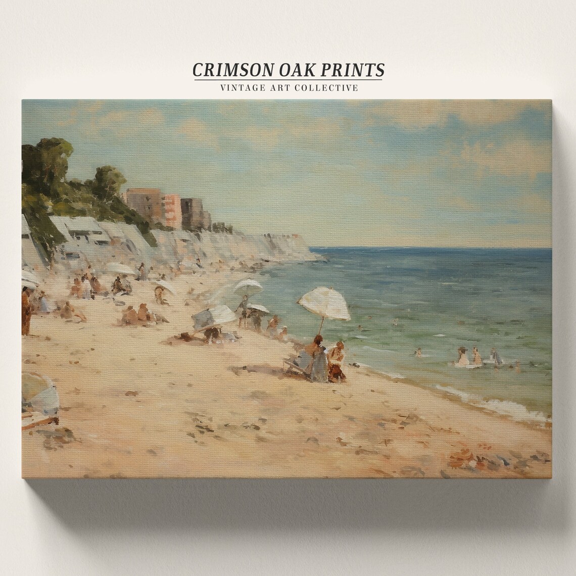 Impressionist Digital Art Print Beach Scene, Sunny Day, People Enjoying ...