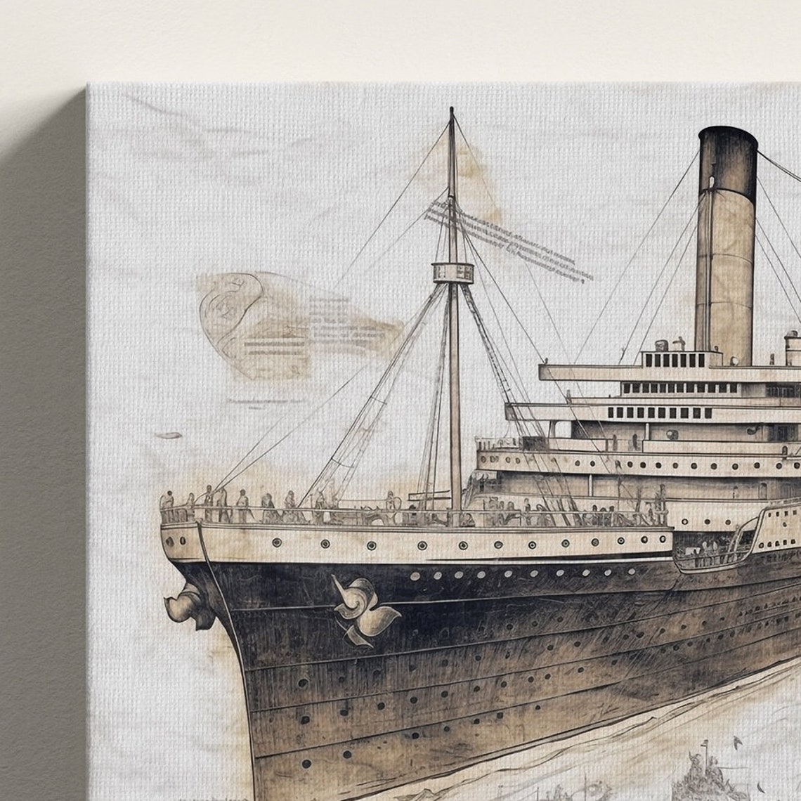 Vintage RMS Titanic Drawing Hand Drawn Blueprint Wall Art - Etsy