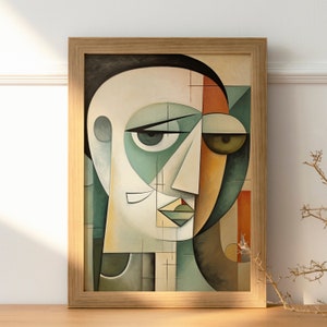 Cubist Painting, Vintage Artwork, Abstract Wall Decor Modern Art Print ...