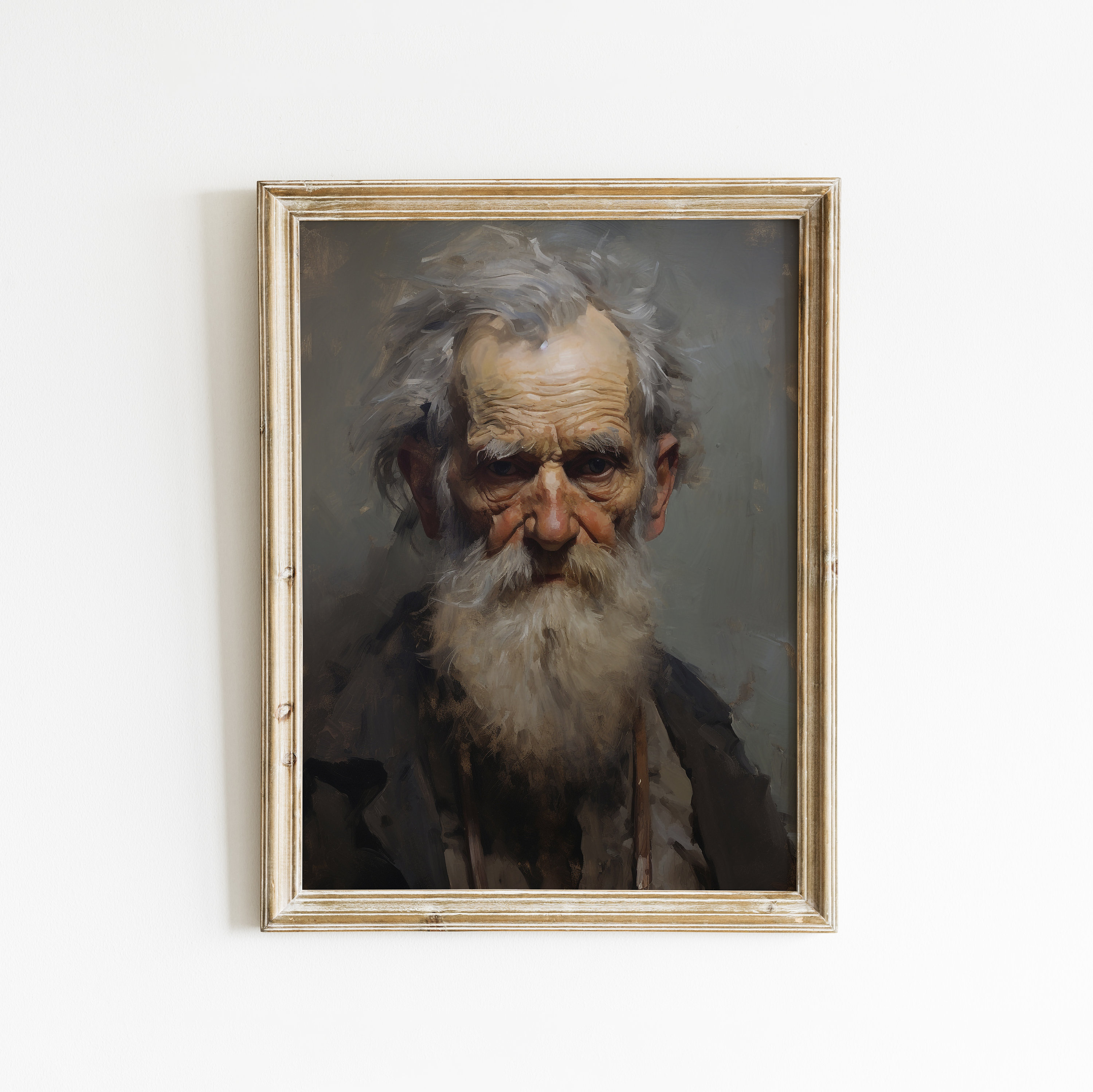 Vintage Old Man Portrait Painting Man Portrait Art Print Oil Painting ...