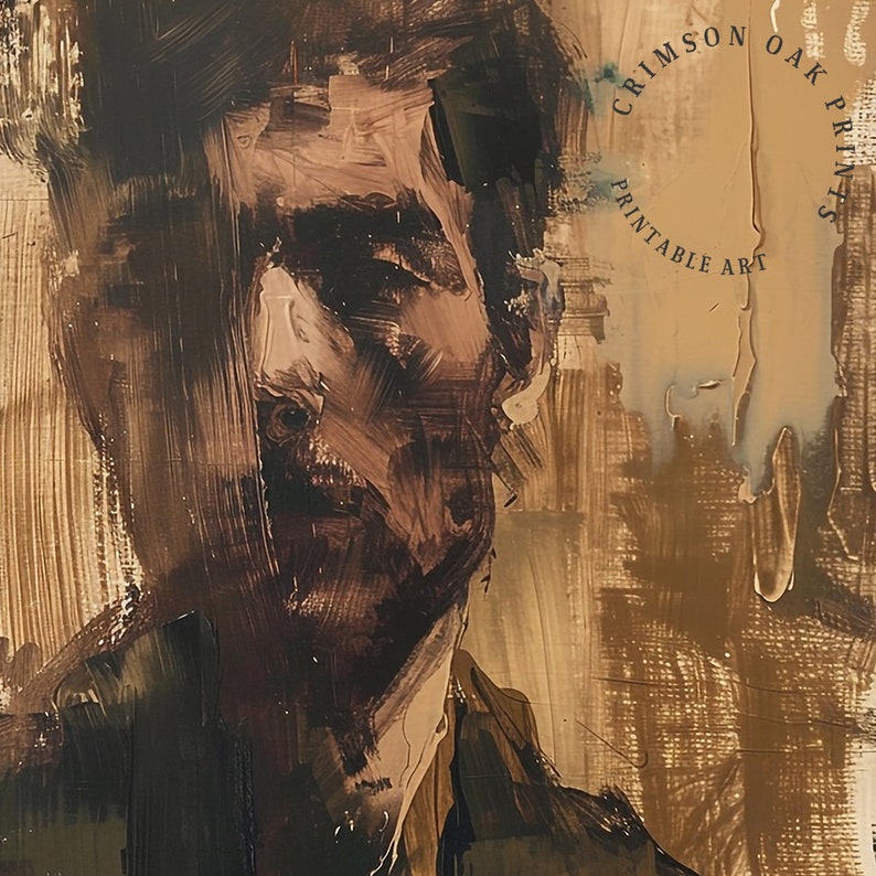 Vintage Man Portrait , Abstract Painting of a Man Portrait Art Print ...
