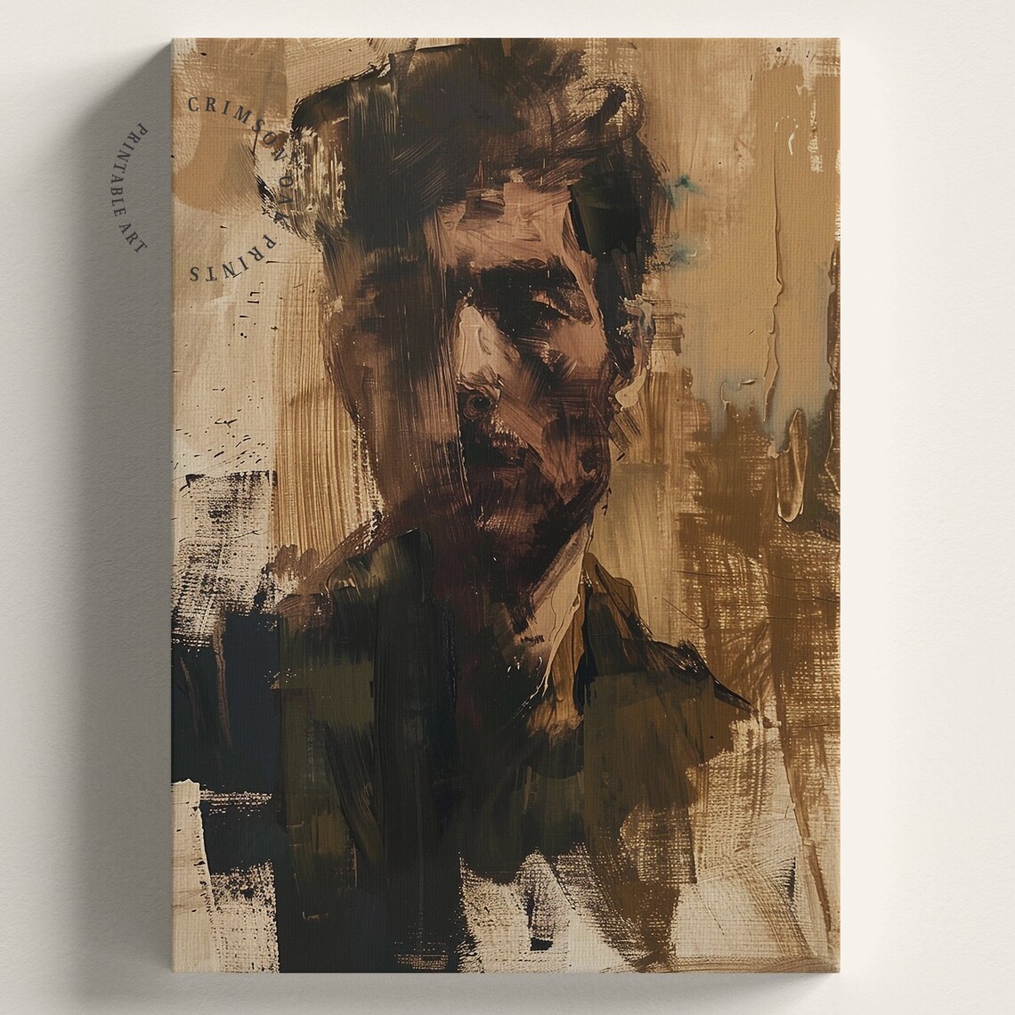 Vintage Man Portrait , Abstract Painting of a Man Portrait Art Print ...