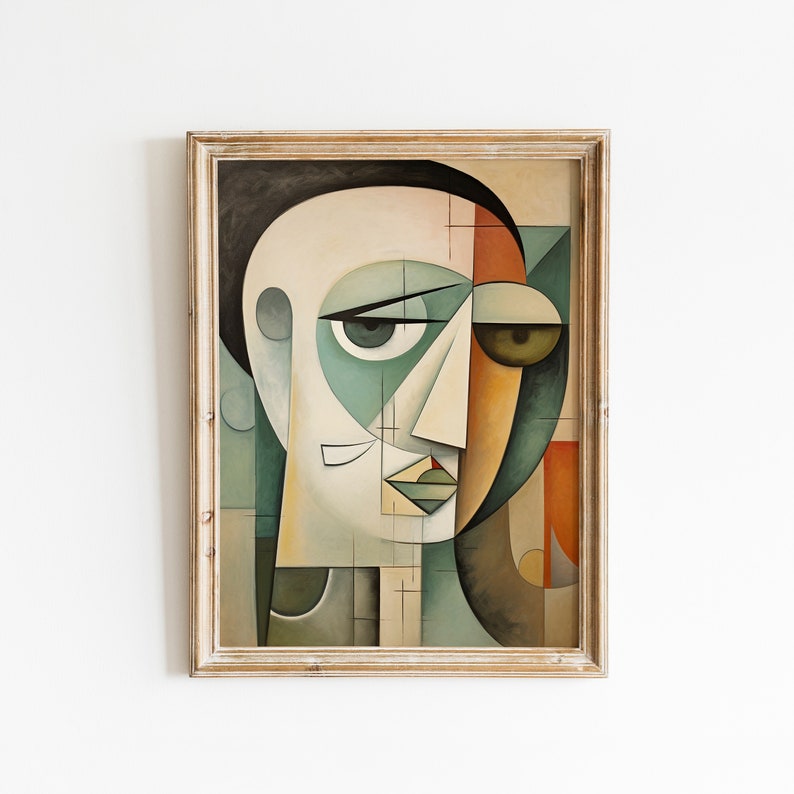 Cubist Painting, Vintage Artwork, Abstract Wall Decor Modern Art Print ...