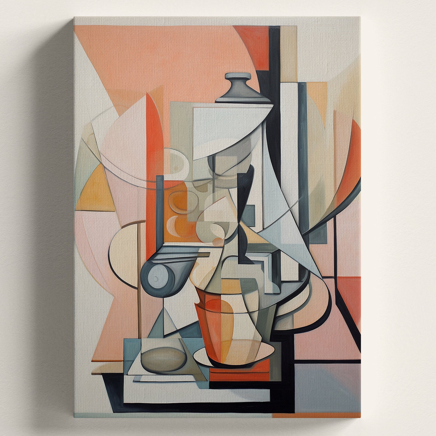 Cubist Painting, Vintage Artwork, Abstract Wall Decor Modern Art Print ...