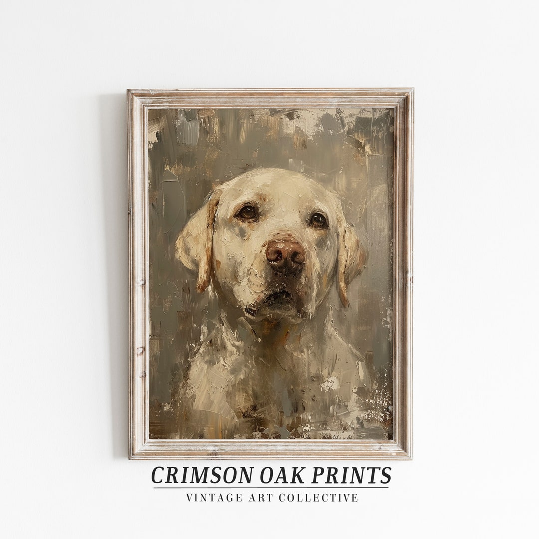 Vintage Dog Oil Painting Vintage Dog Painting , Antique Animal Portrait ...