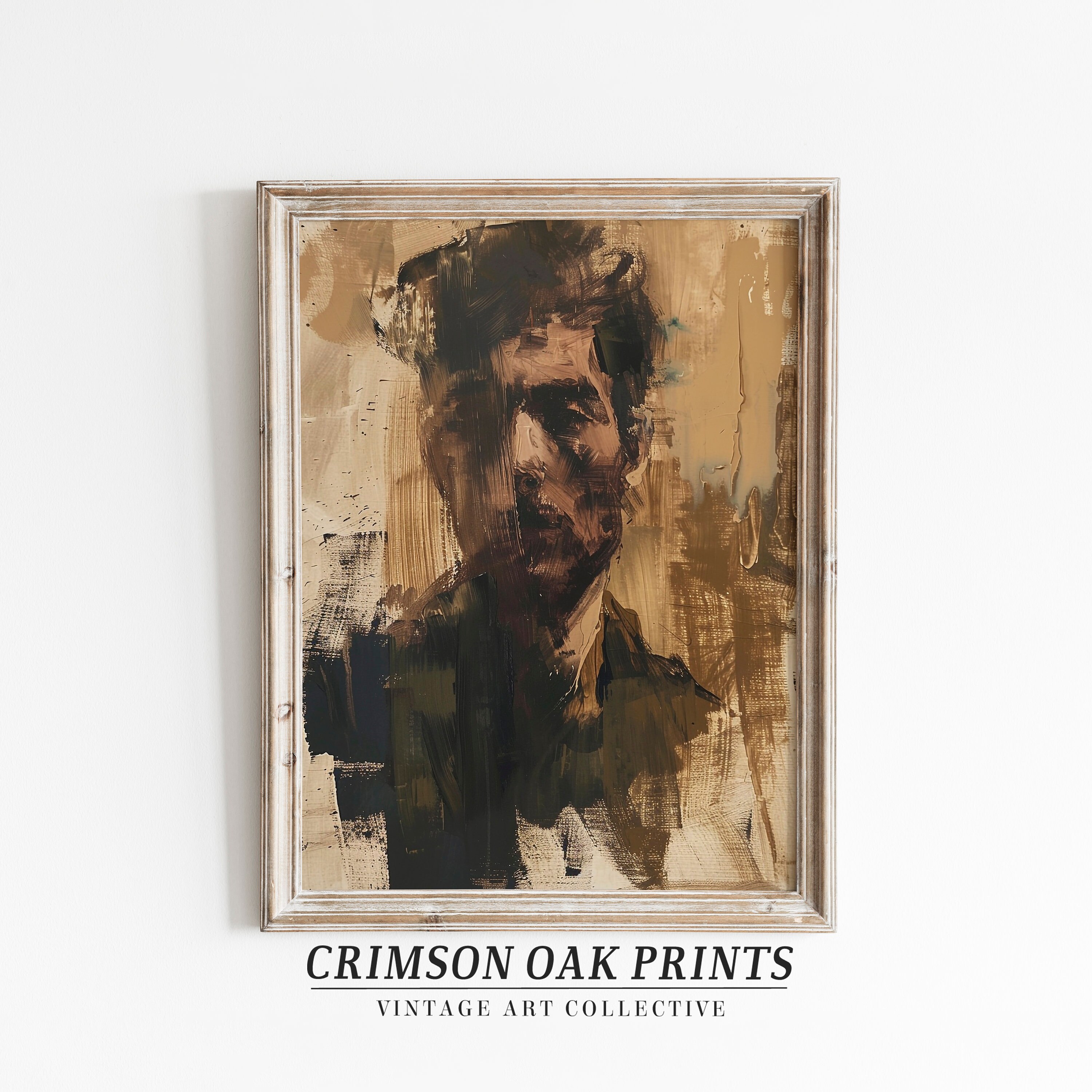 Vintage Man Portrait , Abstract Painting of a Man Portrait Art Print ...