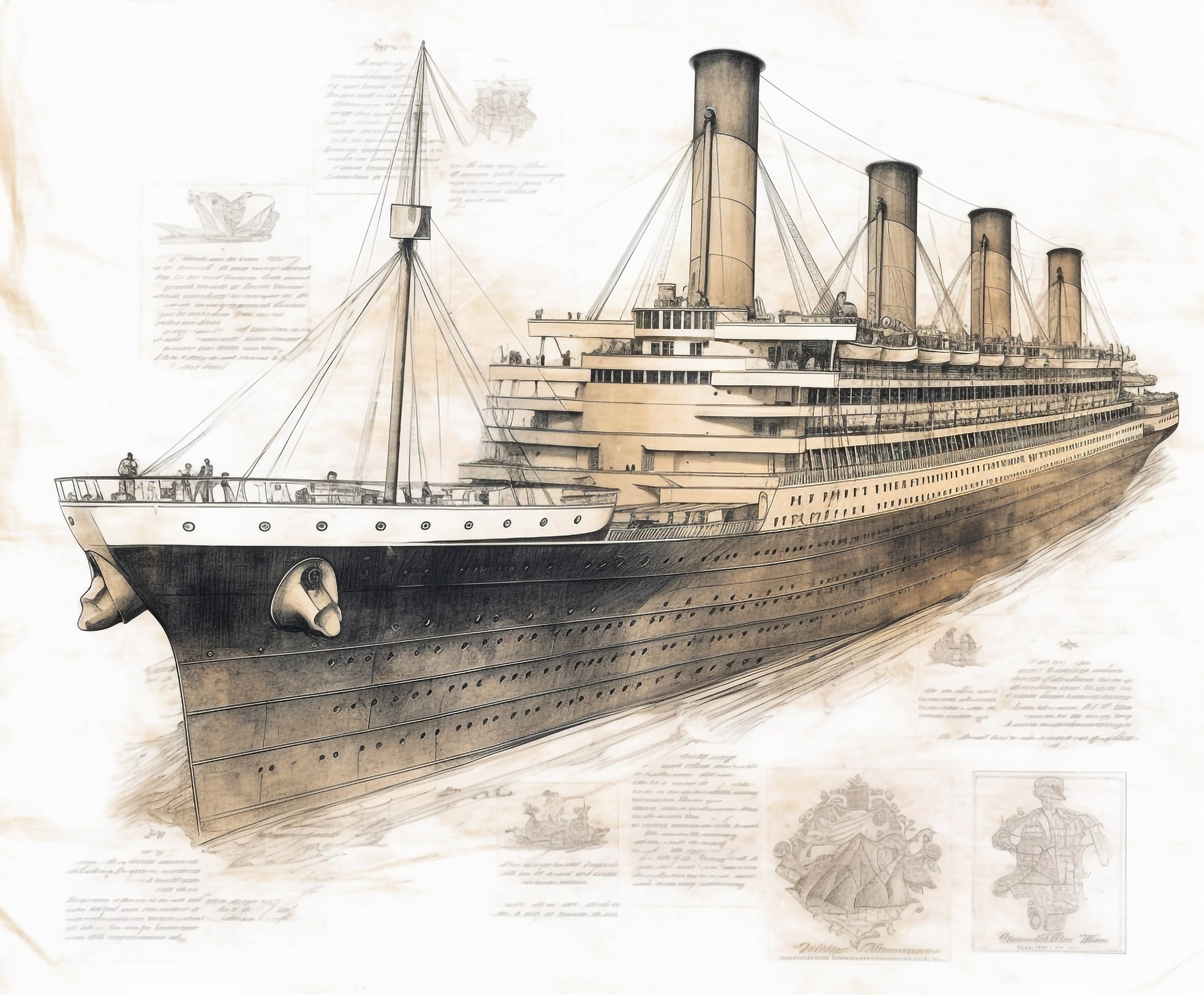 Original RMS Titanic Diagrammatic Vintage Blueprint Wall Art - Etsy
