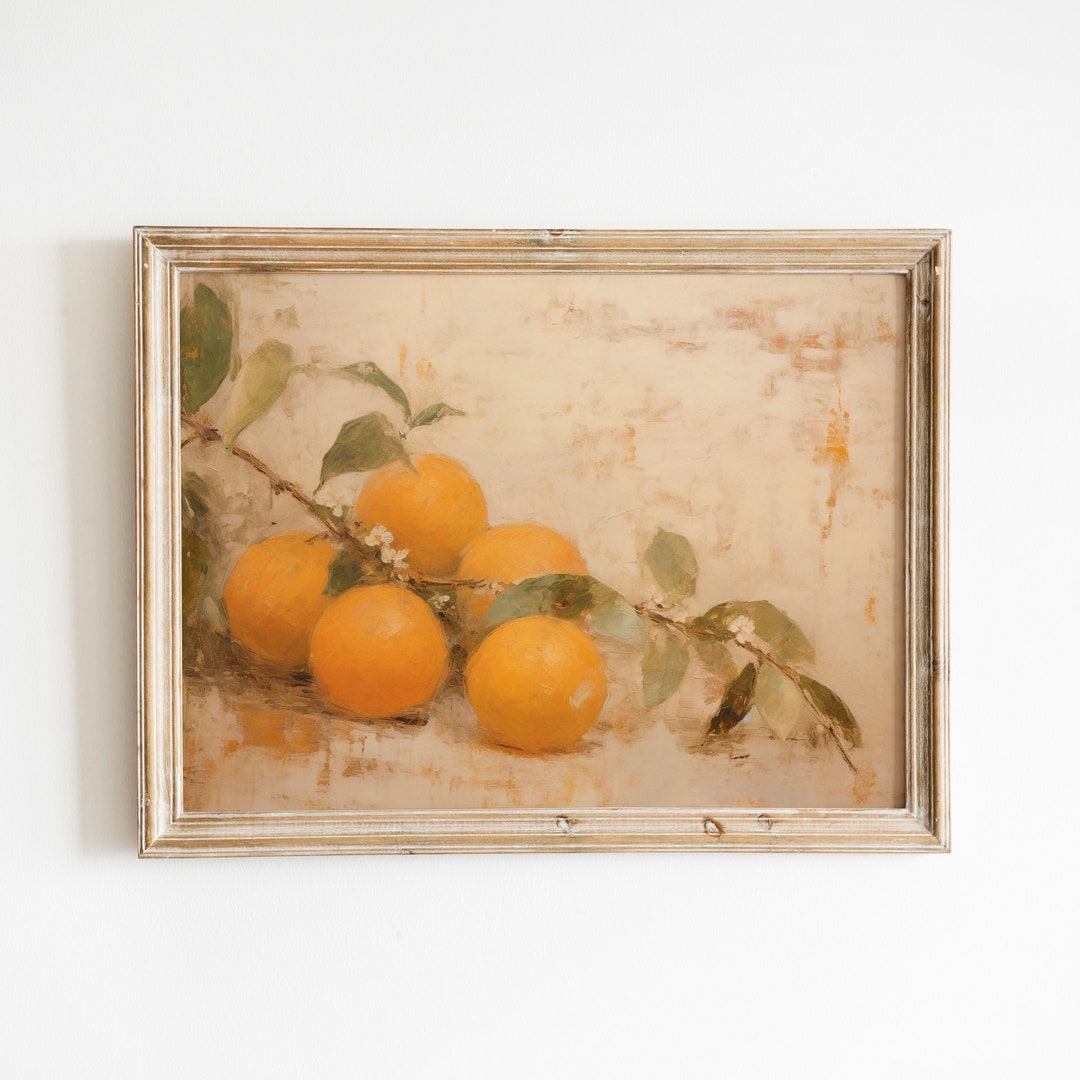 Impressionist Orange Painting, Vintage Art Print, Still Life Oil ...