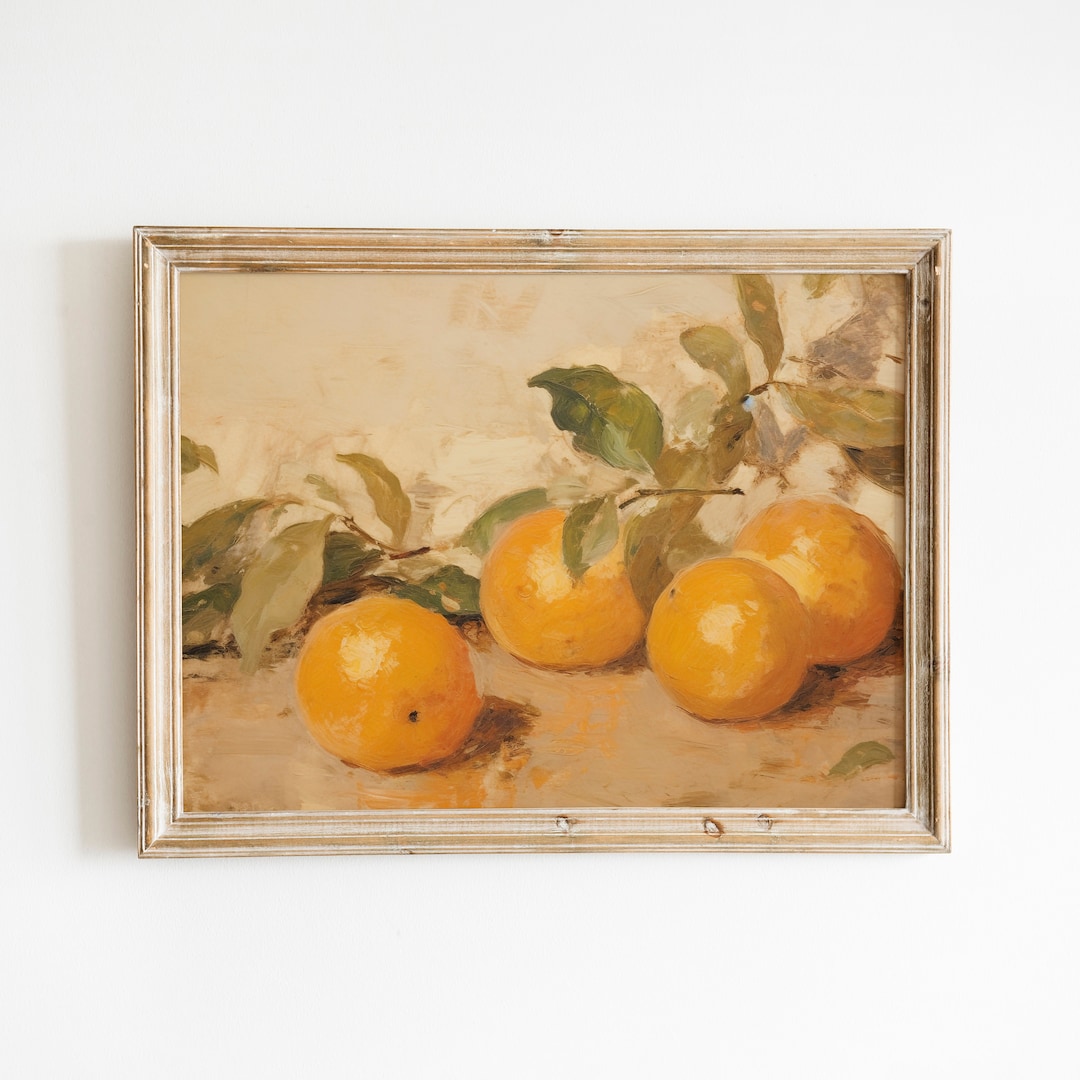 Impressionist Orange Painting Vintage Art Print Still Life Oil Painting ...