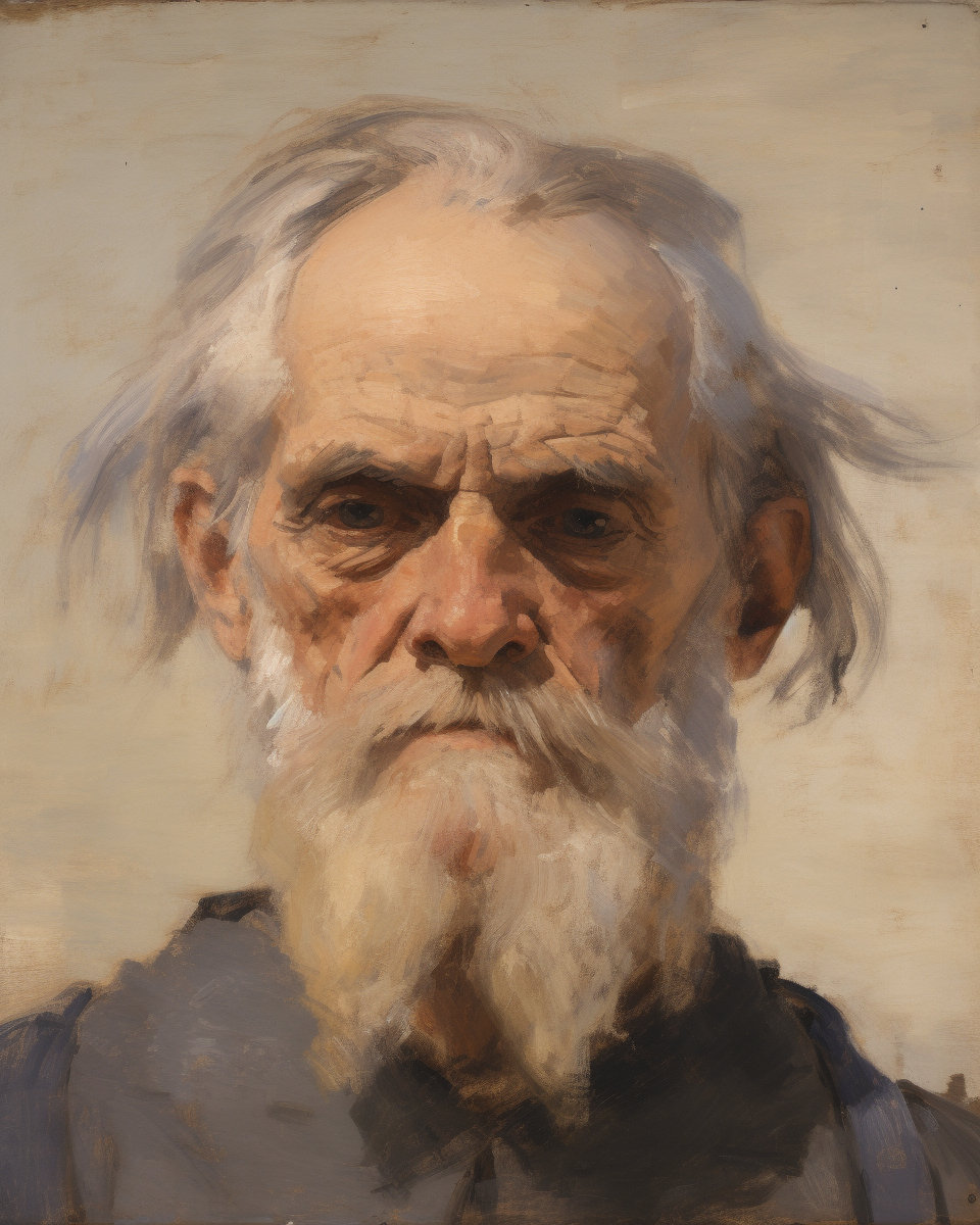 Impressionism Oil Painting of an Old Man Portrait Art Print Printable ...