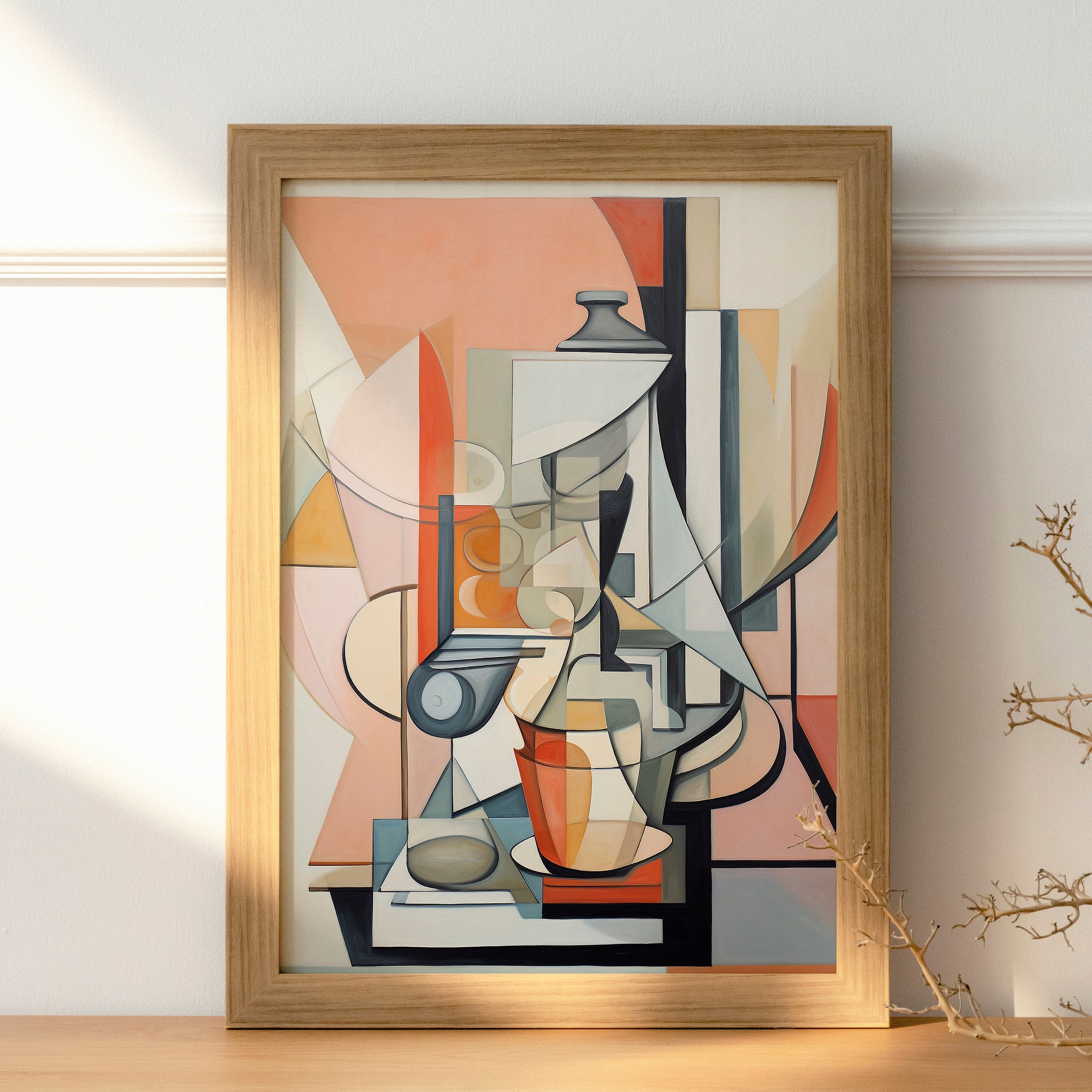 Cubist Painting, Vintage Artwork, Abstract Wall Decor Modern Art Print ...