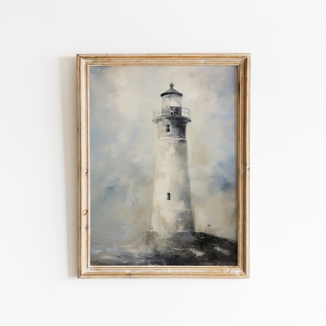 Vintage Lighthouse Print ,ocean Seascape, Nautical Landscape, Sea, Oil ...