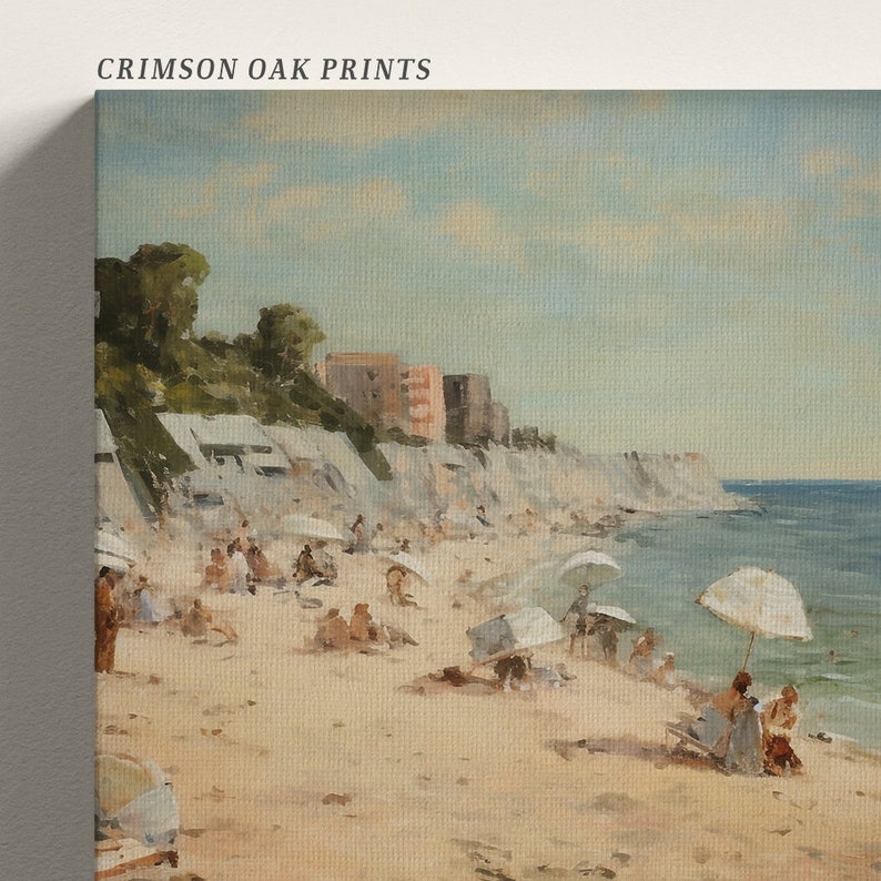 Impressionist Digital Art Print Beach Scene, Sunny Day, People Enjoying ...