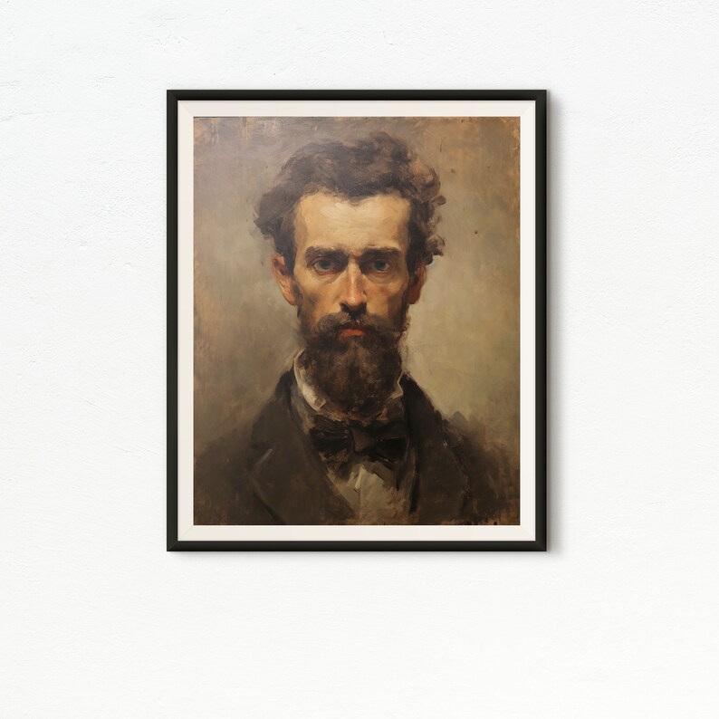 Vintage Portrait Painting Man Portrait Art Print Gentleman Oil Painting ...