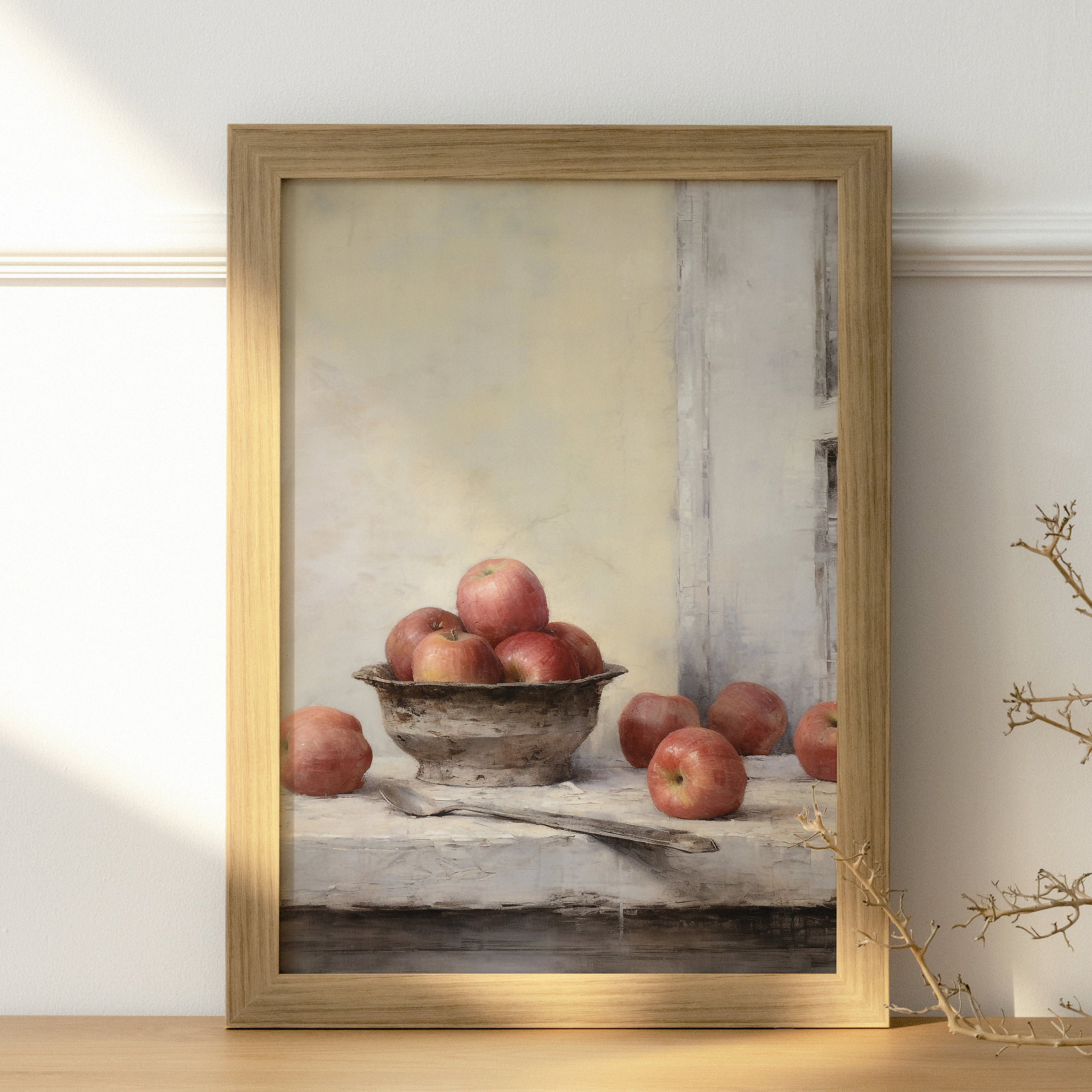 Rustic Apple Kitchen Painting, Vintage Wall Art Print, Oil Painting ...