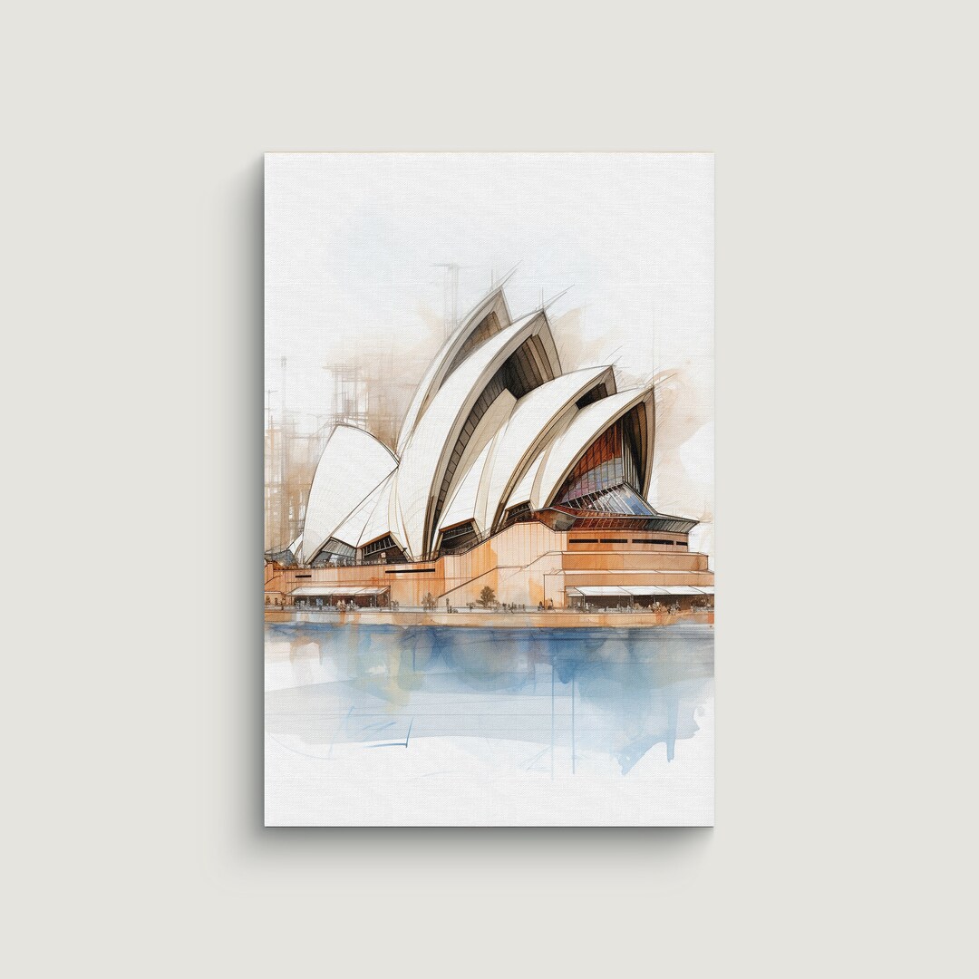 Diagrammatic Sketch of Sydney Opera, Blueprint, Vintage Wall Art Print ...
