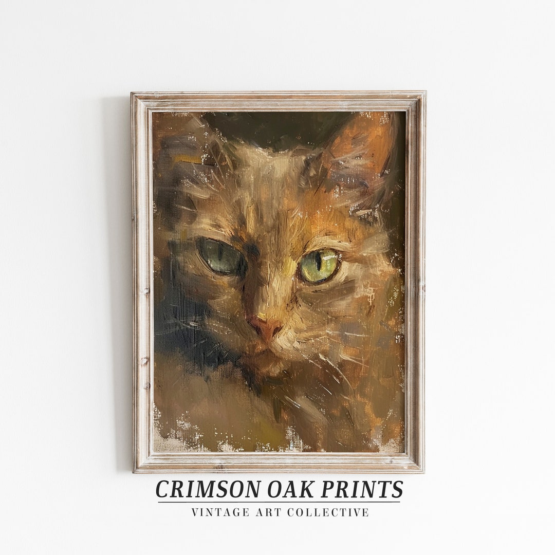 Orange Cat Portrait | Vintage Oil Painting Wall Art Print | Vintage ...