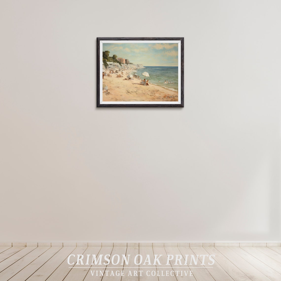 Impressionist Digital Art Print Beach Scene, Sunny Day, People Enjoying ...