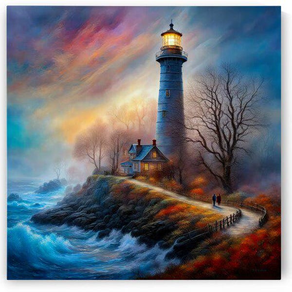 Lighthouse Canvas - Etsy