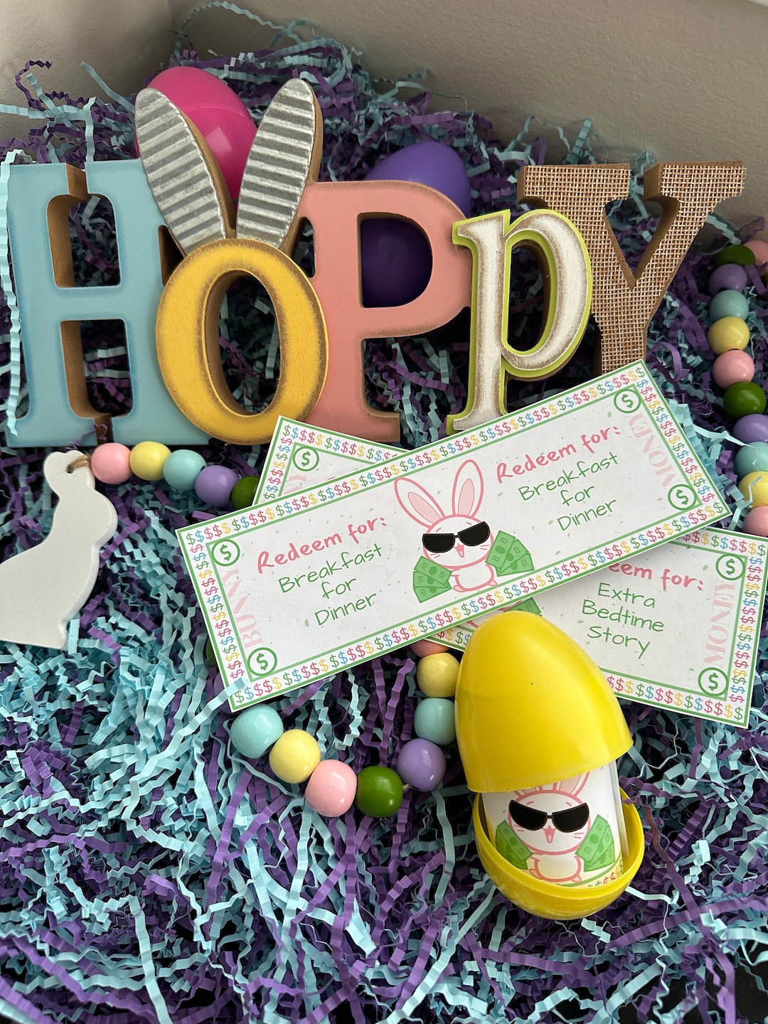 Printable Bunny Money, Easter Egg Filler, Easter Egg Tokens, Easter ...