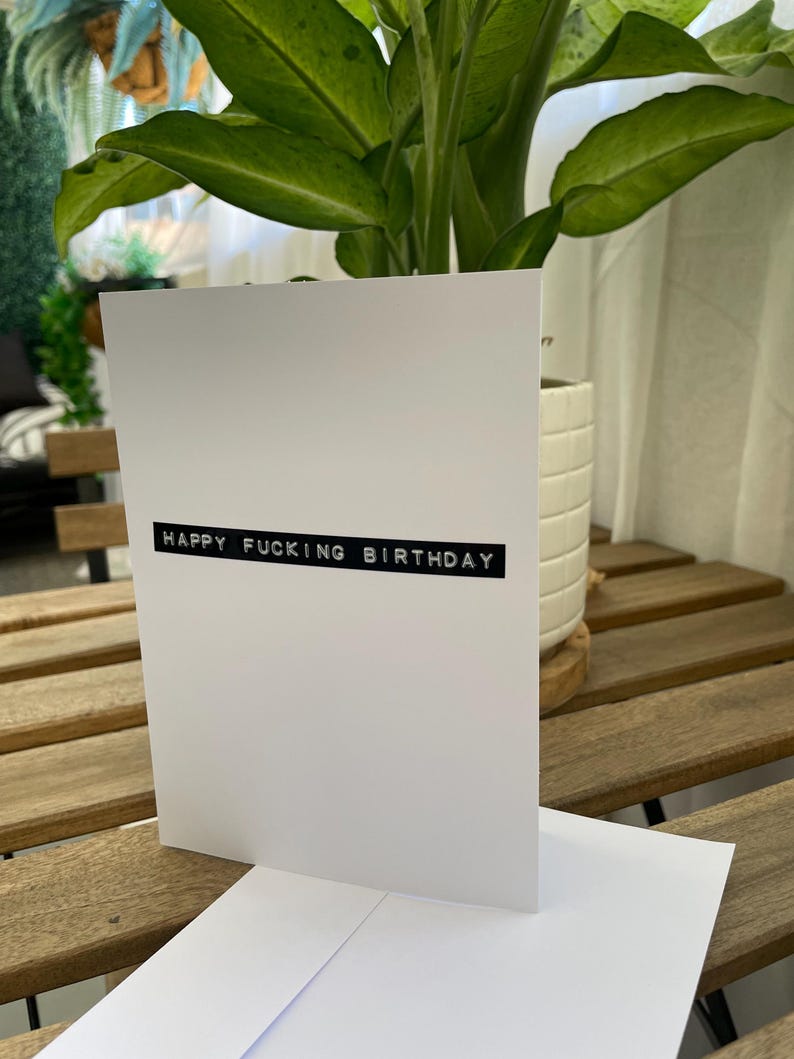 HAPPY FCKING BIRTHDAY Greeting Card Blank Inside Funny Minimalist ...