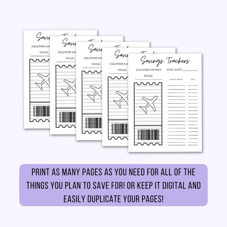 Printable Savings Tracker, Budget Planner, Digital Download, Vacation ...